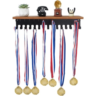"24"" Walnut Premier Medal Awards Rack, Trophy Shelf and Awards Display ...
