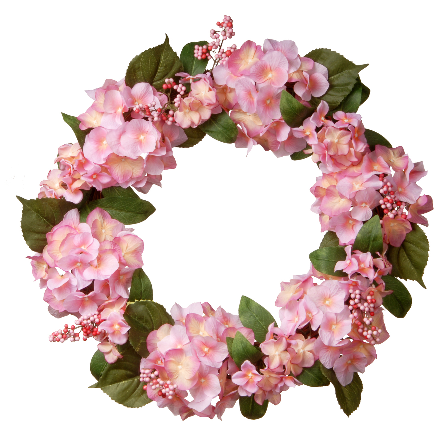 National Tree Artificial 24" Pink Hydrangea Wreath - Walmart.com