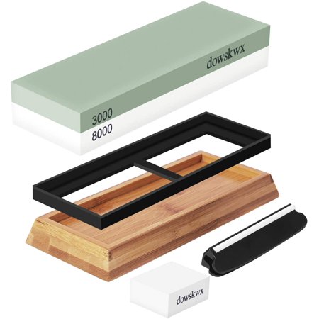 Double Sided Knife Sharpening Stone Set, 3 /8 Grit Whet tone Wat tone ...