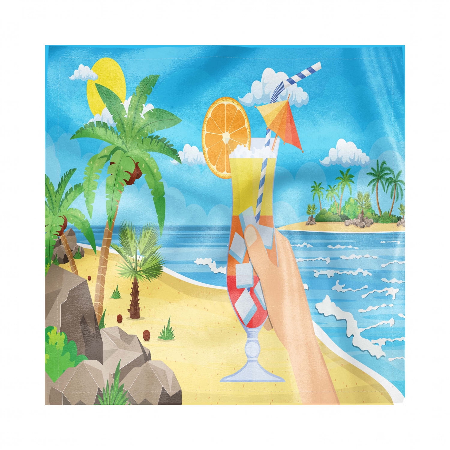 Alcohol Decorative Satin Napkins Set of 4, Glass of Cocktail in Hand ...