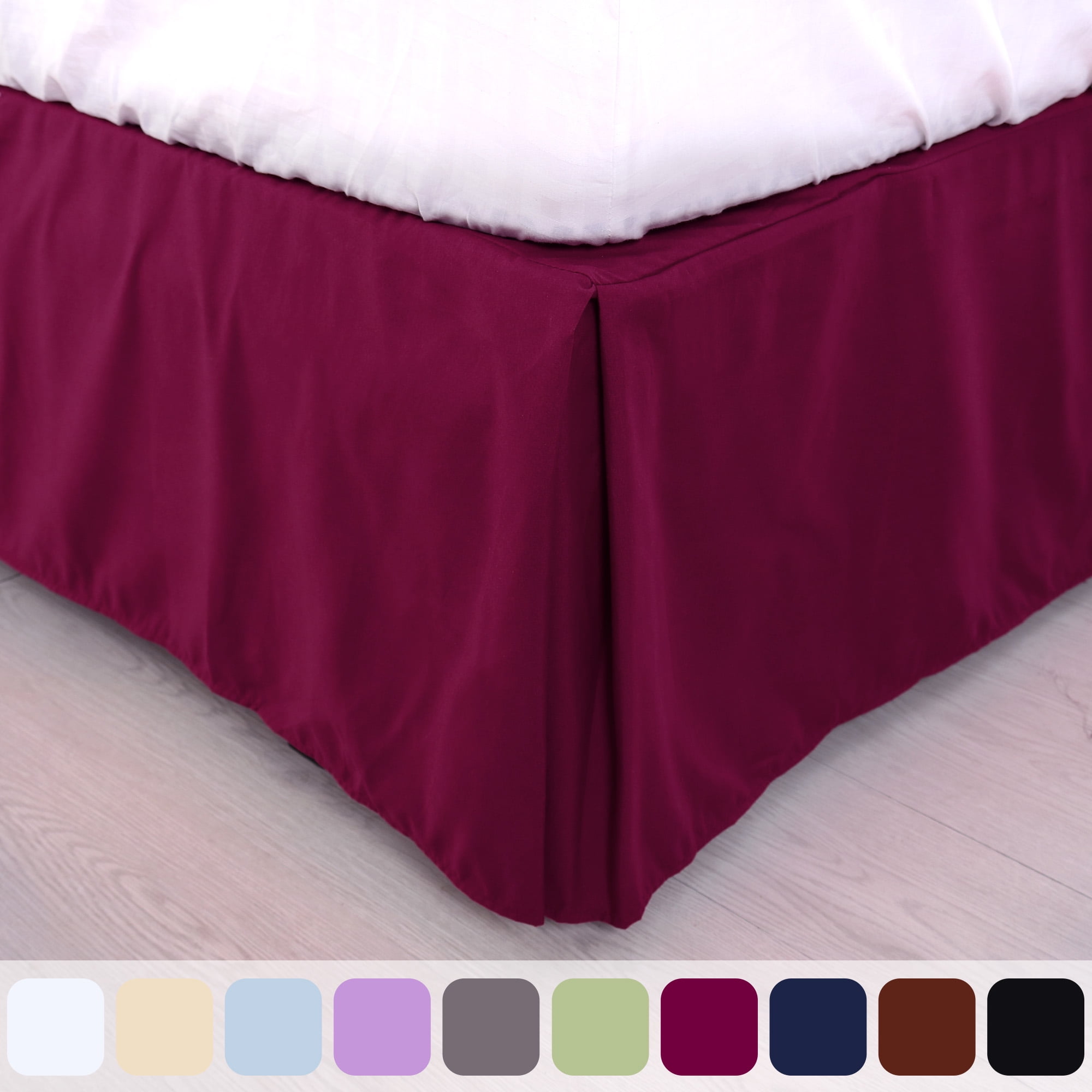 Pleated Bed Skirt Tailored Hotel Quality Bed Ruffle 14 Inch Queen