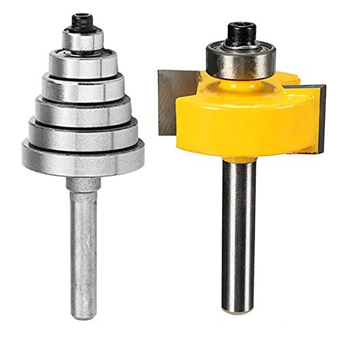 Eyech Rabbet Router Bit Set with 6 Bearings for Multiple Depths(1/8", 1 ...