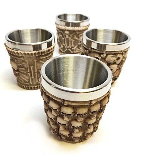 4pc Bellaa Decorative Ossuary Style Skull Skeletal Wine Goblet Bones ...