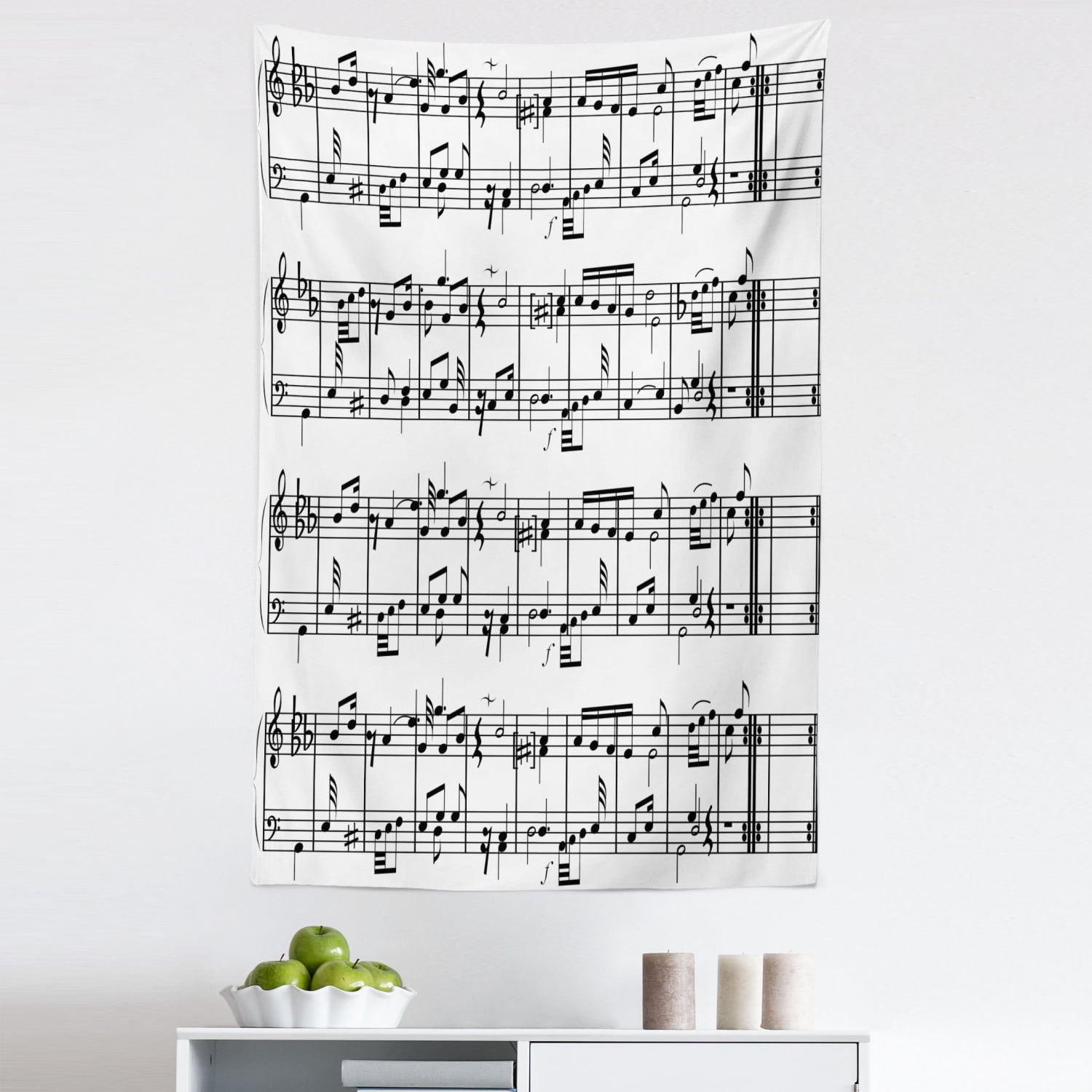 Music Tapestry, Musical Notes on the Clef Illustration Ornamental ...