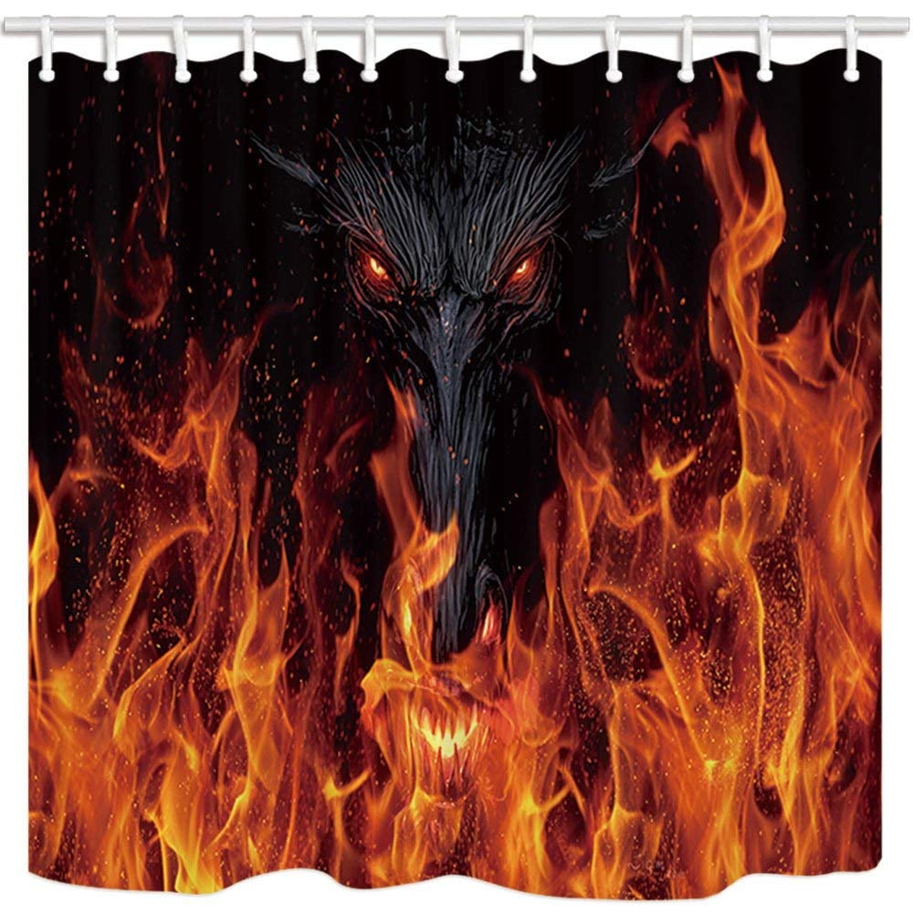 ARTJIA Dragon Hell Fire Demon Evil Eye Farmhouse Polyester Fabric ...