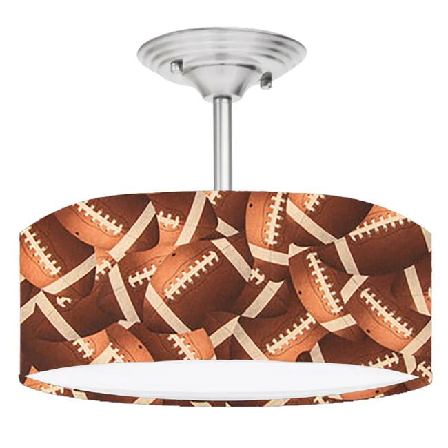 888 Cool Fans DR-0001218 Football 2-Light Brushed Nickel Drum Style LED ...