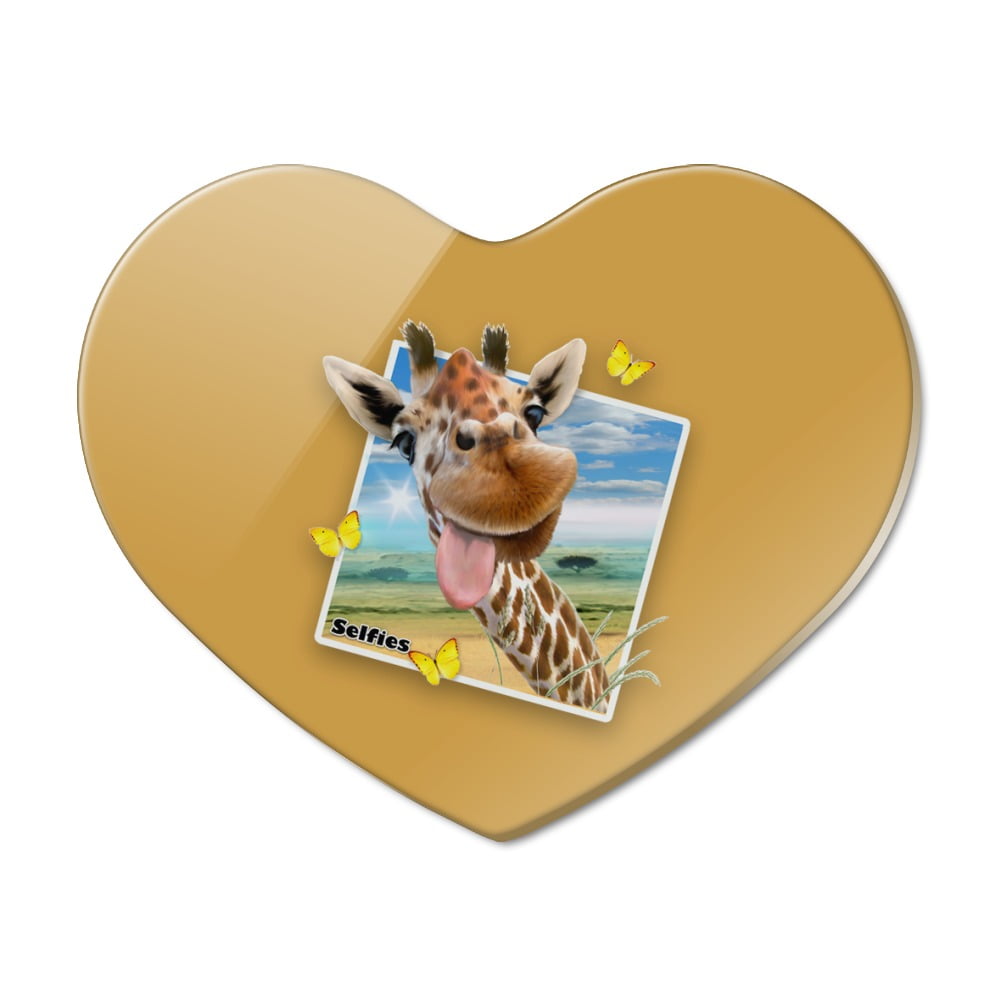 Giraffe Selfie Picture Heart Acrylic Fridge Refrigerator Magnet ...