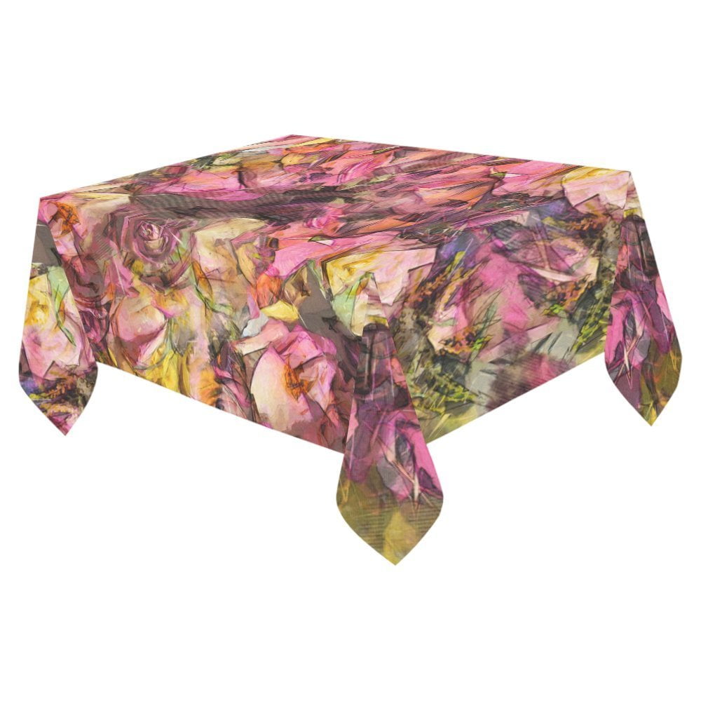 MYPOP Flora Cotton Linen Tablecloth 52x70 inches Tablecover Desk Table ...