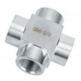 304 Stainless Steel Tee 4-Way G3/8 Female Thread Pipe Fitting Connector ...