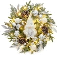 22" Battery Operated Pre-Lit Christmas Wreath with Gnomes - Silver ...