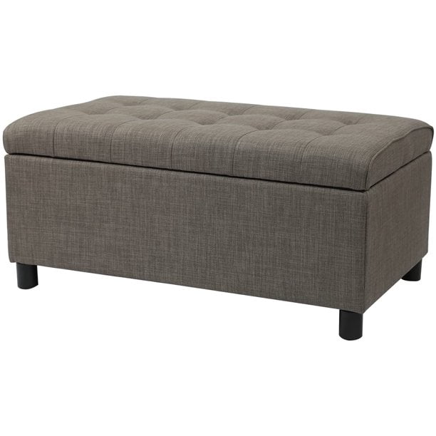 Homebeez Fabric Rectangular Storage Ottoman Bench Tufted Footstool ...