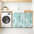 Aqua White Palm Leaves Cabinet Curtains 11" W x 13" L, Botanical Forest ...