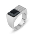 Square Onyx 316L Stainless Steel Textured Top Ring - Walmart.com