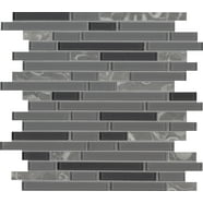 Urban Loft Interlocking 12 in. x 12 in. x 4 mm Glass Stone and Metal ...