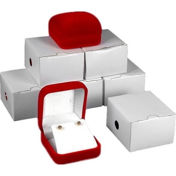 6 Earring Gift Boxes Red Flocked Jewelry Case Display - Walmart.com