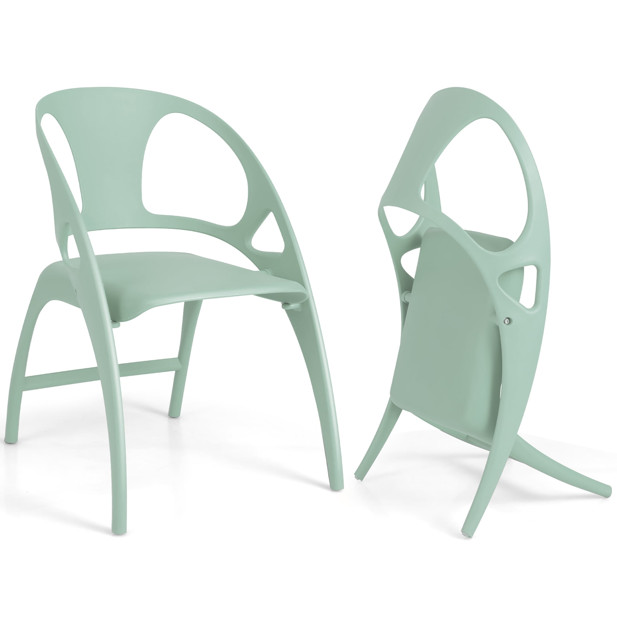 Costway Set of 2 Folding Dining Chairs Modern PP Dining Chairs Indoor ...