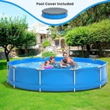 Topcobe Round Above Ground Swimming Pool with Pool Cover, Swimming Pool ...