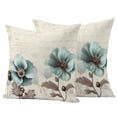 Blue Green Floral Outdoor Waterproof Throw Pillow Covers 26x26 Set of 2 ...