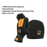 Celsius Neoprene Gloves and Hat Set, Size Large, Black and Orange ...