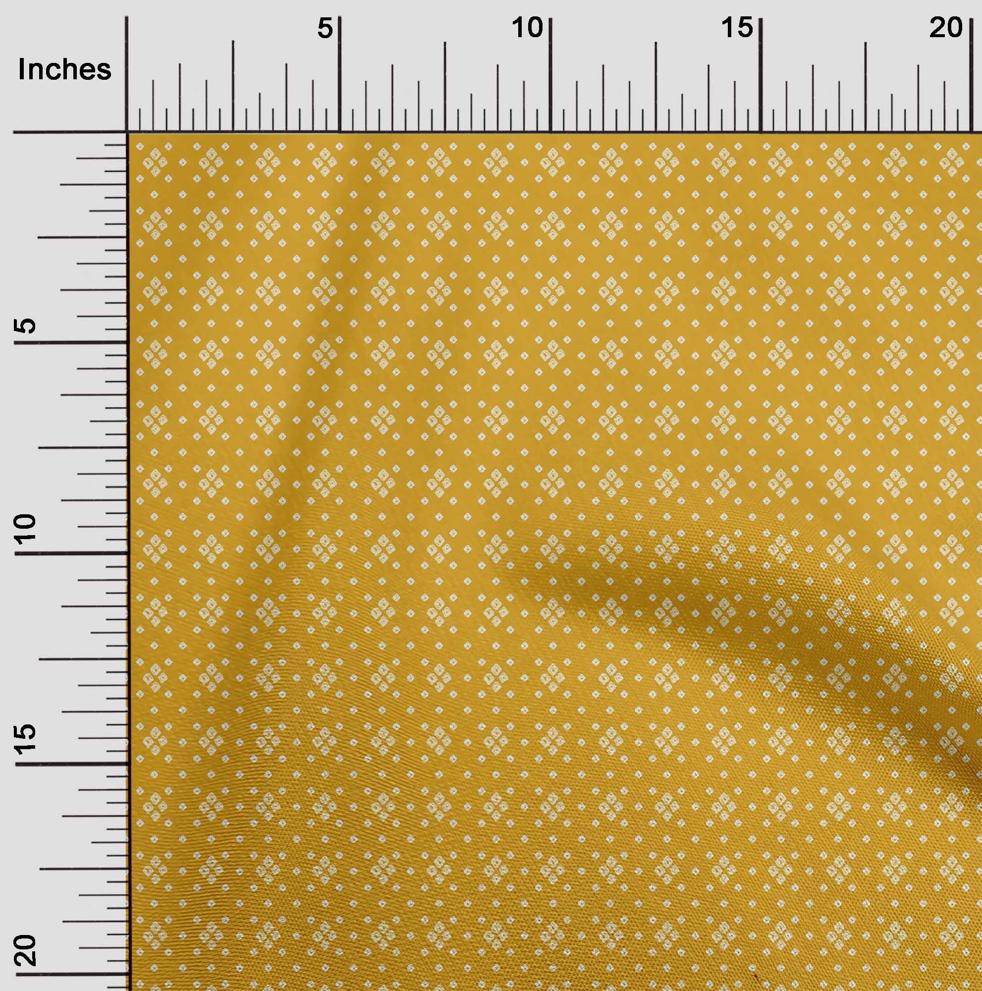 oneOone Silk Tabby Gamboge Yellow Fabric Small Motif Bandhani Sewing ...