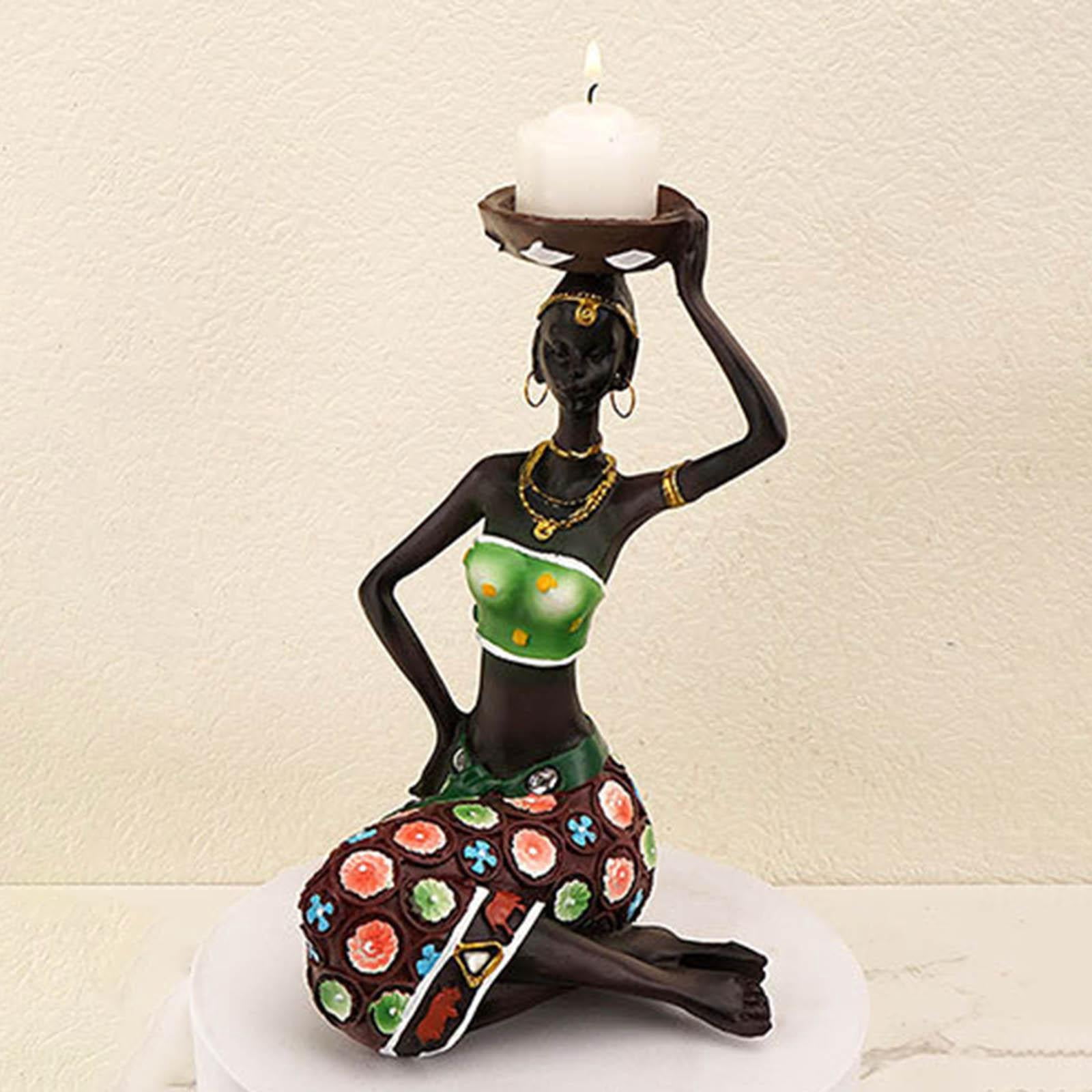 Creative African Women Statues Tea Holder Figurines Table Centerpiece ...