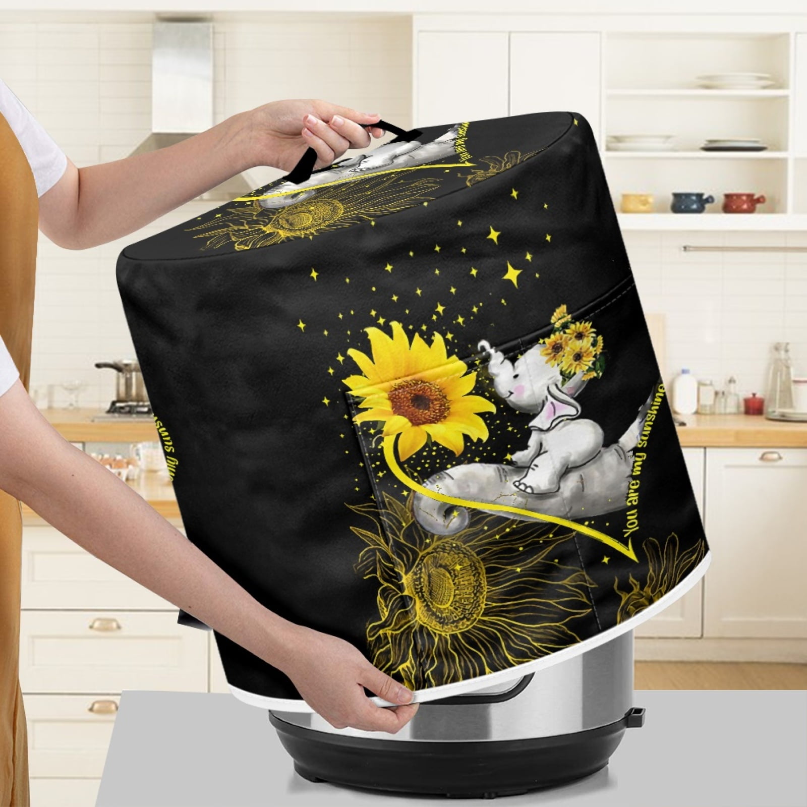 Xoenoiee Floral Elephant Sunflower Pattern Pressure Cooker Cover for 8 ...
