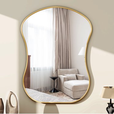 "Irregular Gold-Frame Wall Mirror, Cloud Shaped Asymmetrical Mirror for ...