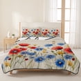 Twin Quilt Bedding Set Country Poppy Flower Watercolor Breathable ...