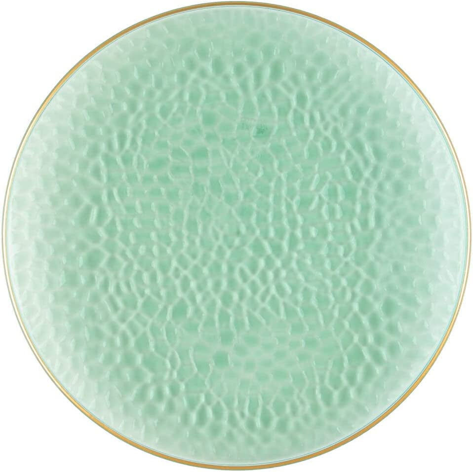 (1 PACK) EcoQuality 13" inch Round Charger Hammered Translucent Green ...