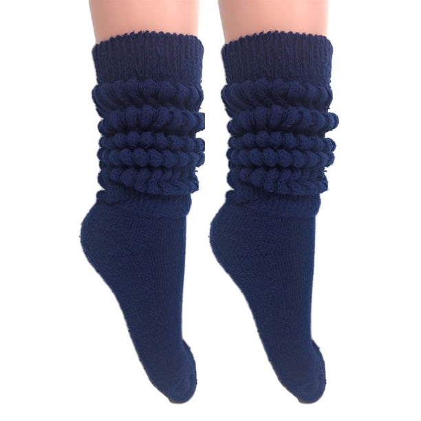 Extra Long Heavy Slouch Socks Navy 2 Pair Size 9-11 - Walmart.com