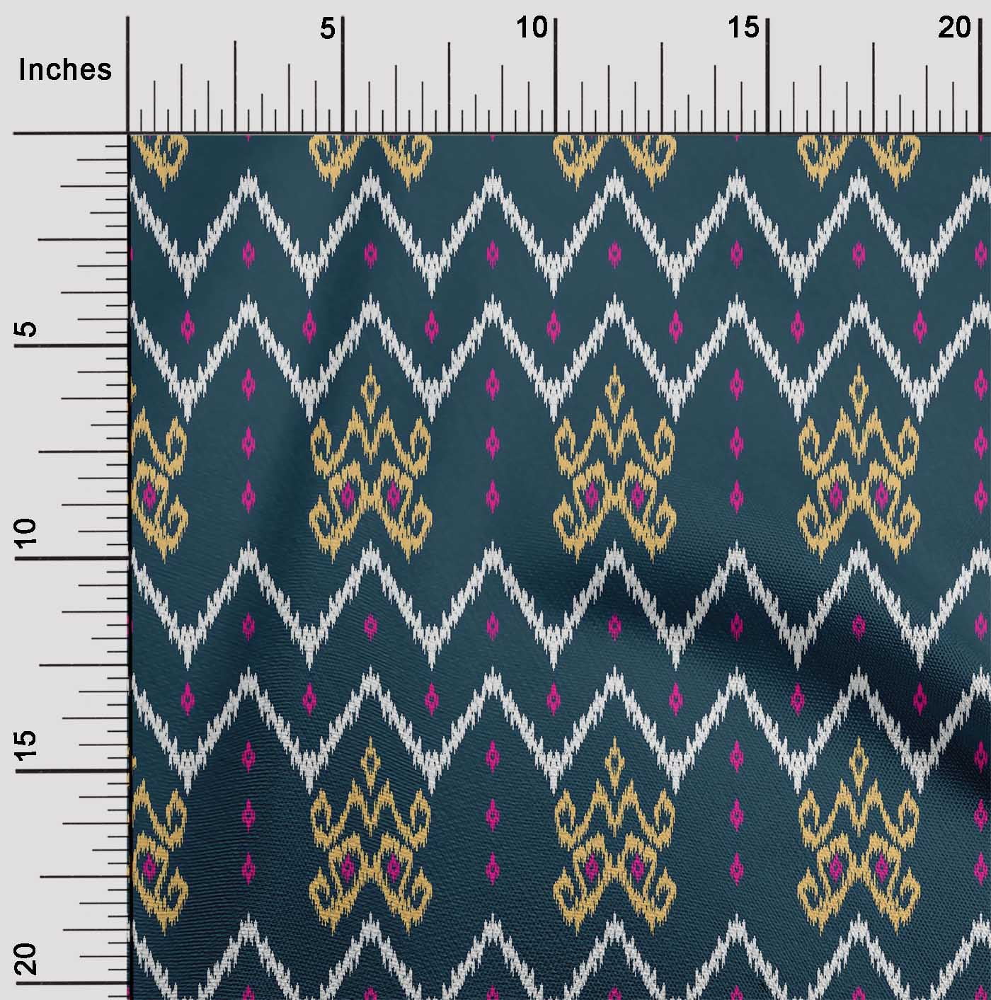 oneOone Cotton Poplin Fabric Paisley & Chevron Ikat Print Fabric By ...