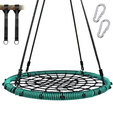 Costway 40'' Net Circle Round Platform Spider Web Tree Swing Set with ...