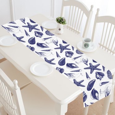MYPOP Navy Nautical Anchor Table Runner Home Decor 14x72 Inch,Blue Sea ...