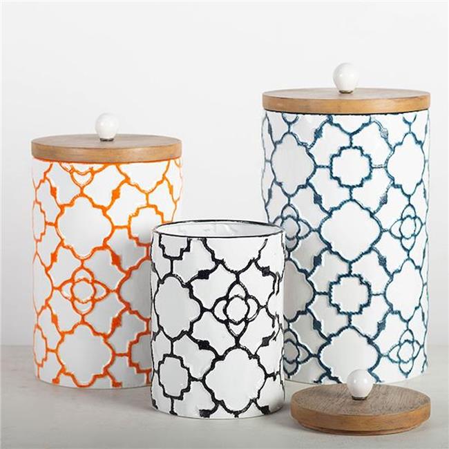 Assorted Colors with Geometric Patterns & Wooden Lids Canister Set ...