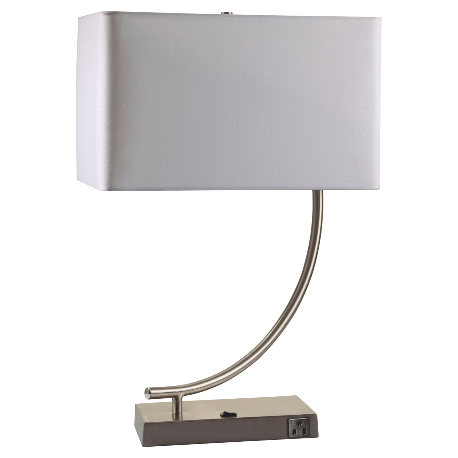 22.5" Tall Metal Table Lamp with Silver finish and Curved design, White ...