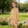 Coerni Sweet Cute 2PC Outfits for Girls Bow Pleated Front Sleeveless ...