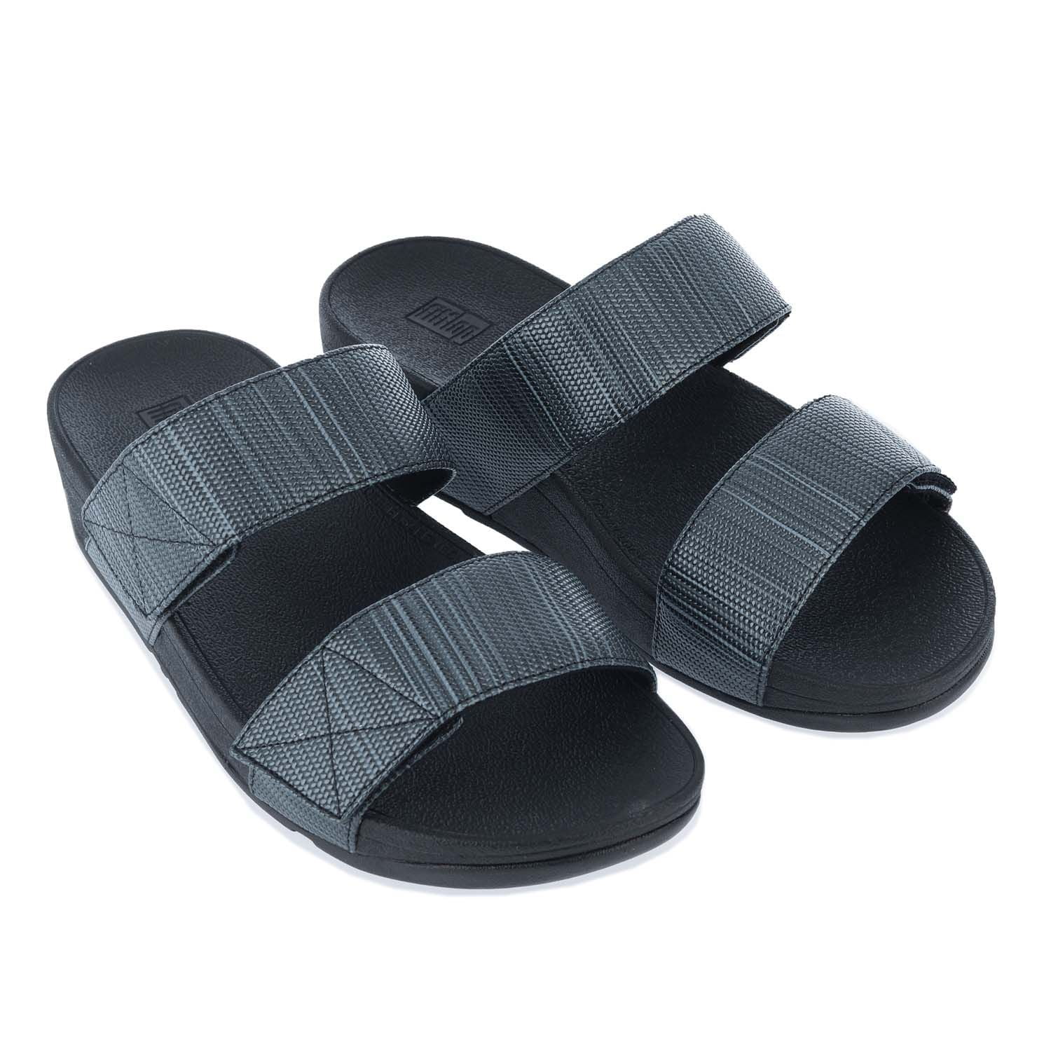 Women's Fit Flop Mina Textured Glitz Slide Sandals in Black - Walmart.com