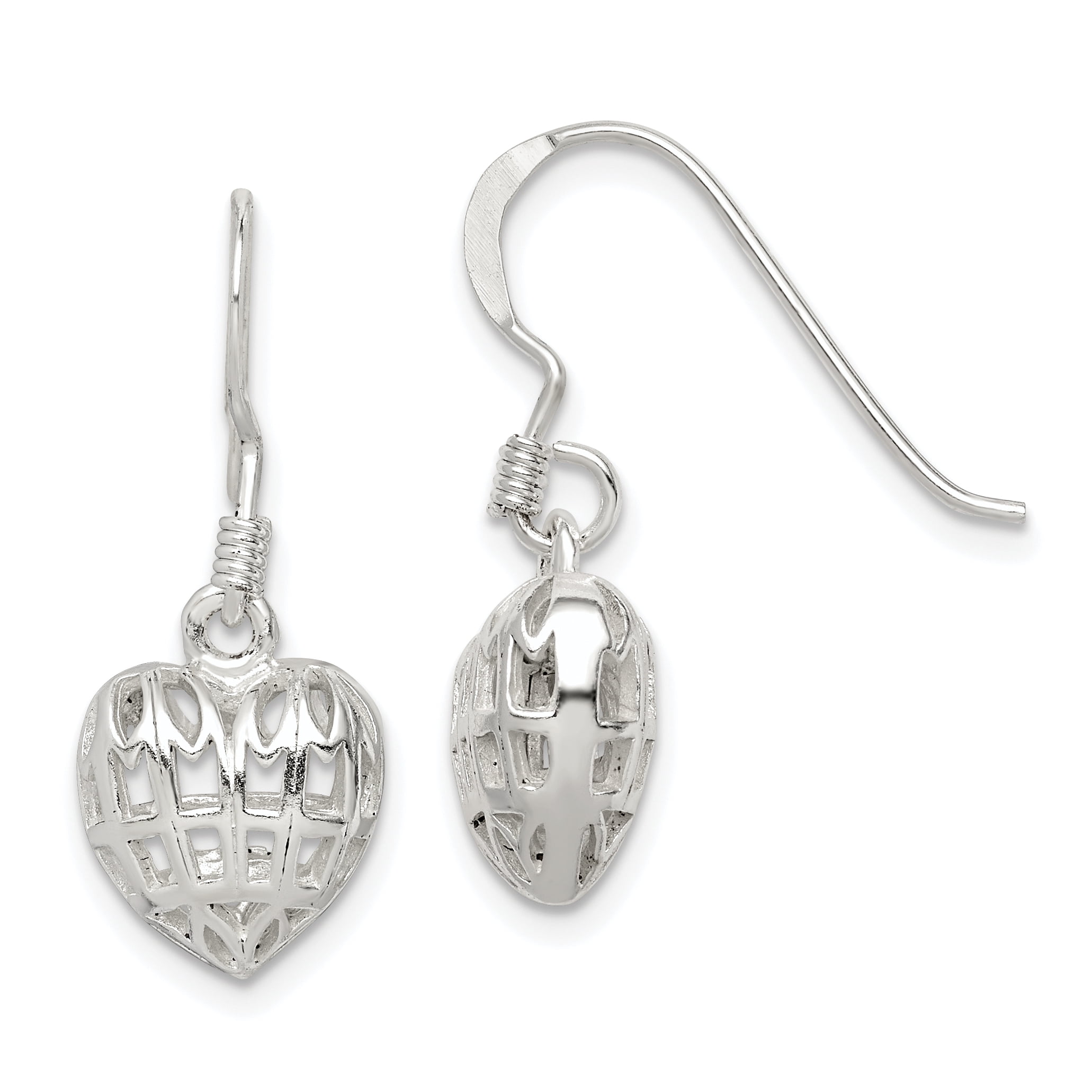 Sterling Silver Heart Dangle Earrings - Walmart.com