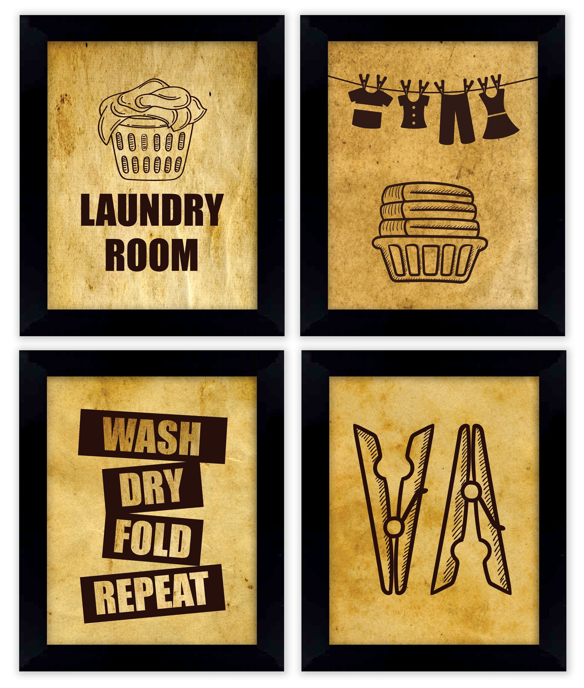 Inkdotpot 4 PieceLaundry Signs for Laundry Room DecorWash Dry Fold ...
