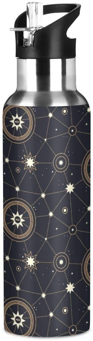 Galaxy Space With Constellation Stars Water Bottle Thermos with Straw ...