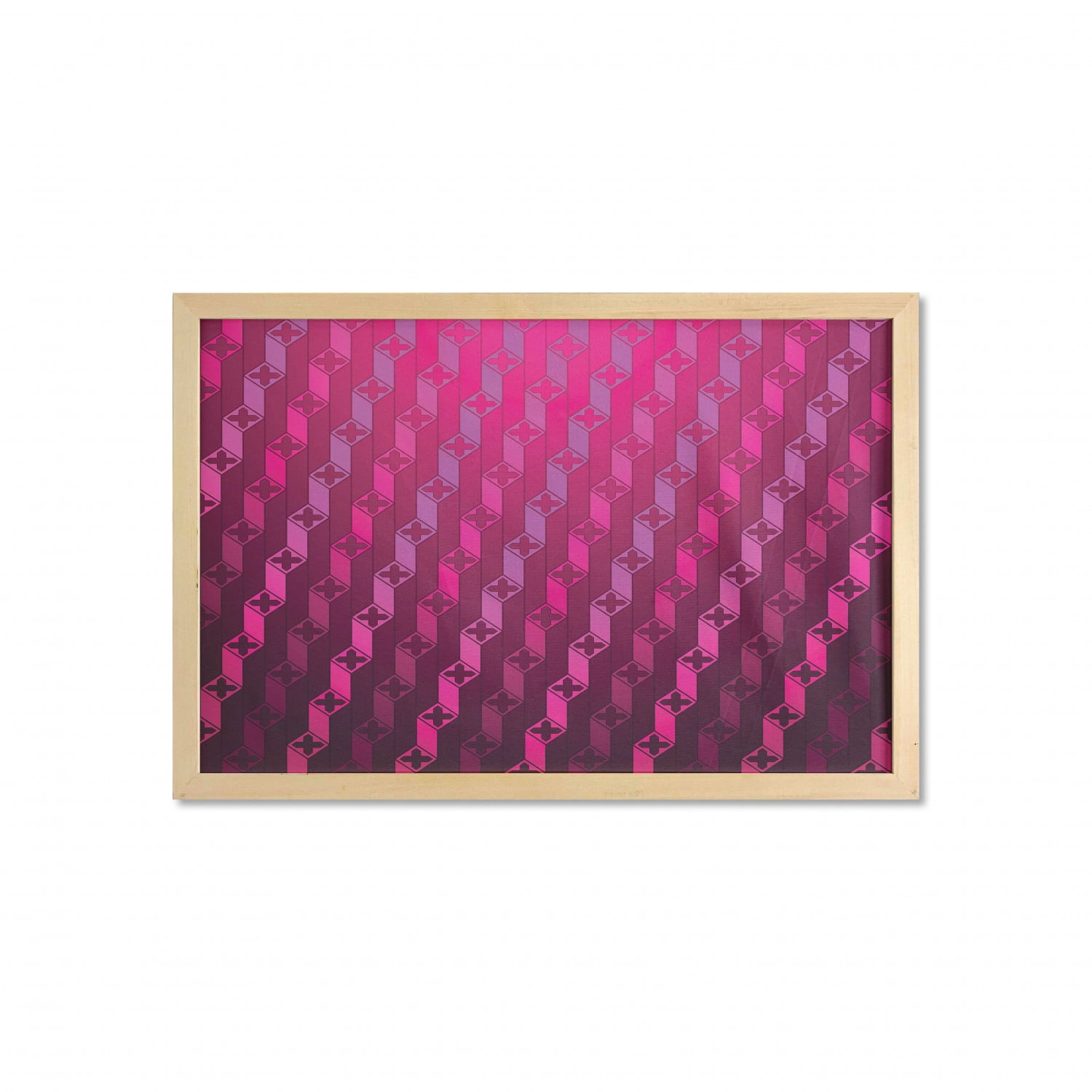Magenta Wall Art with Frame, Abstract Striped Psychedelic Motif Fashion ...