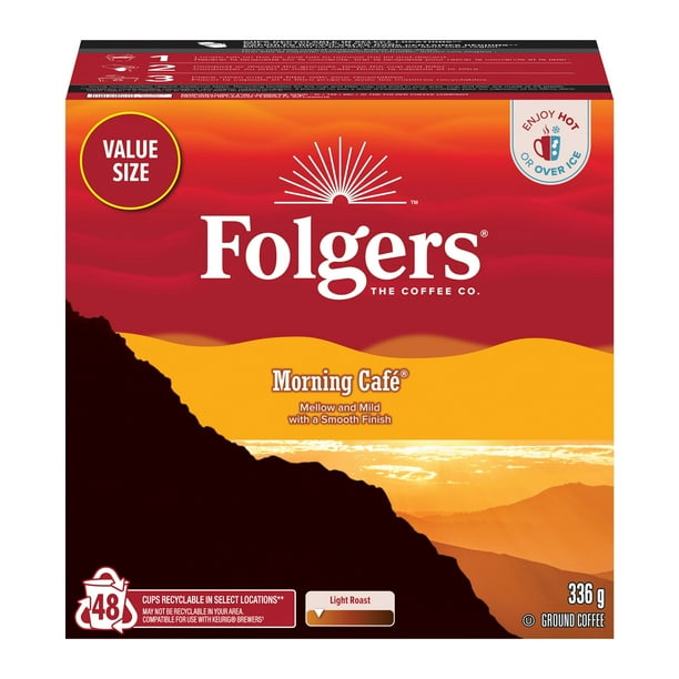 Folgers Morning Café Medium Roast Coffee, Single-Serve K-Cup Pods for ...