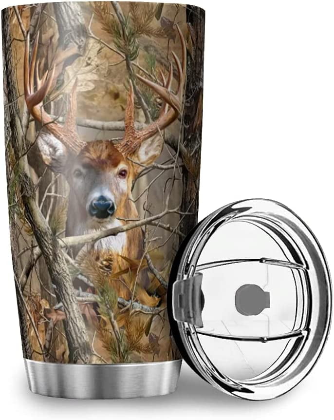 Deer Hunting Camouflage Tumbler with Splash Proof Sliding Lid Travel ...