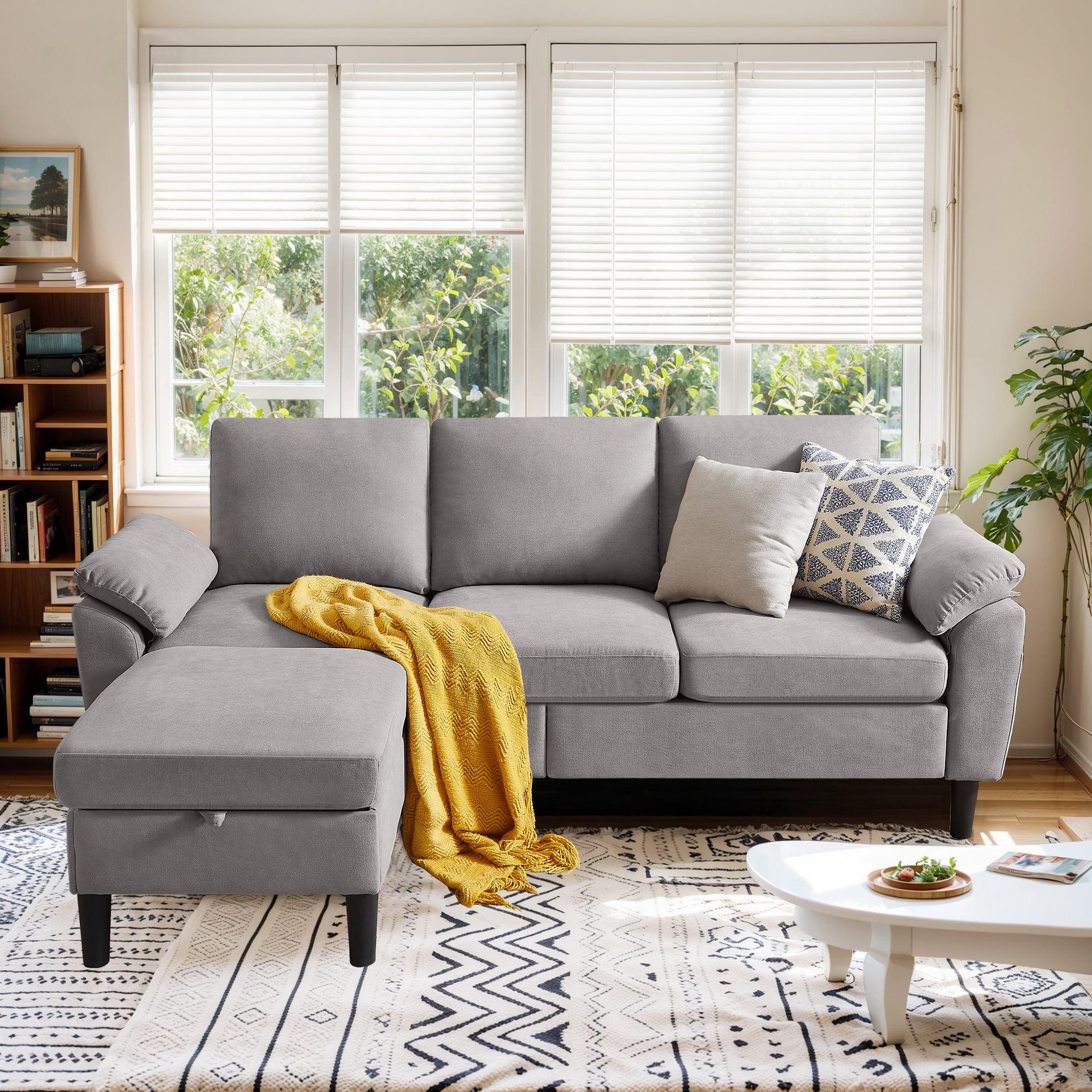 Soscana Sectional Sofa Couch With Storage Ottoman modern 3 Seat L Shaped Sofa And Couches For Living Room Apartment Studio Office