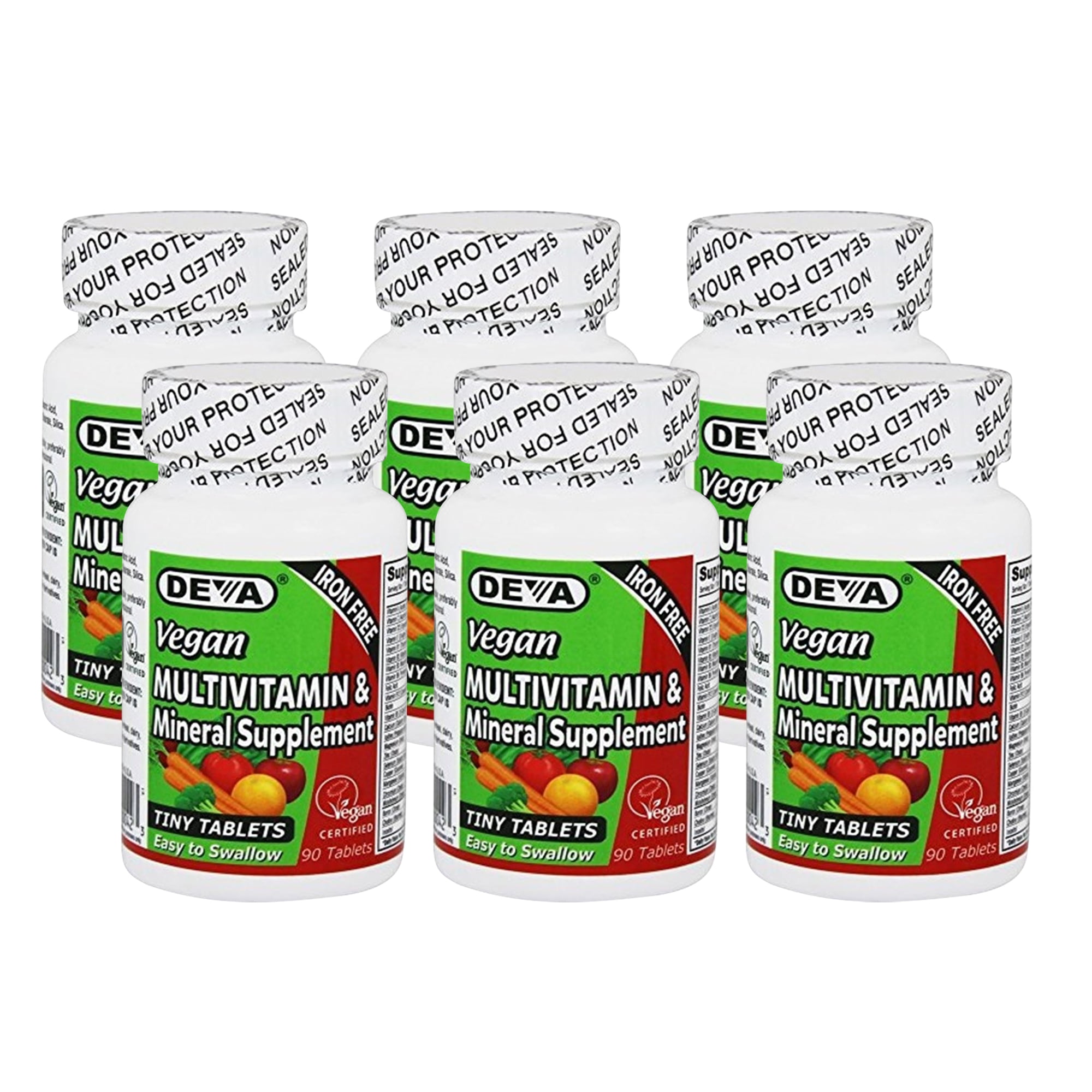 Deva Nutrition Vegan Iron Free Multivitamin Tablets, 90 Count ( 6 Pack ...