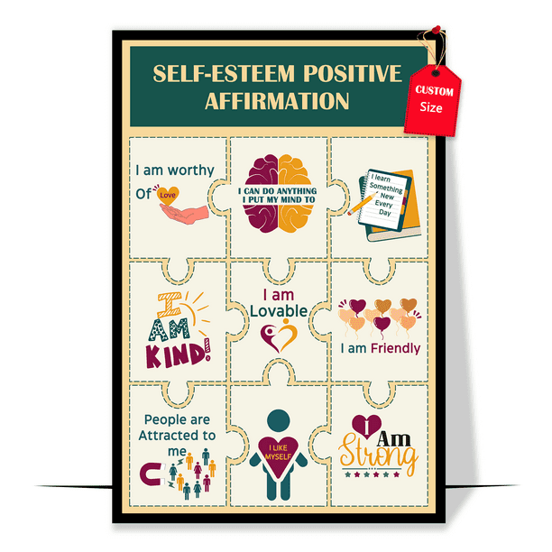 LOLUIS Self-Esteem Positive Affirmations Poster, Mental Health Posters ...