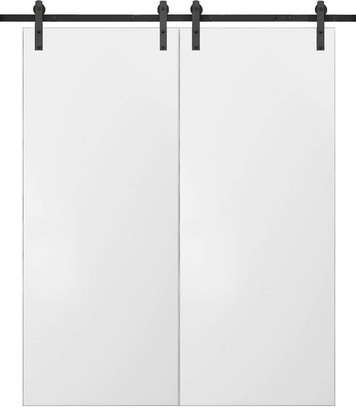 Sliding Double Barn Doors 56 x 80 | Planum 0010 White Silk | 13FT Rails ...