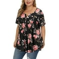 Plus Size Flowy Tunic Tops for Women Short Sleeve Floral Blouses Button ...