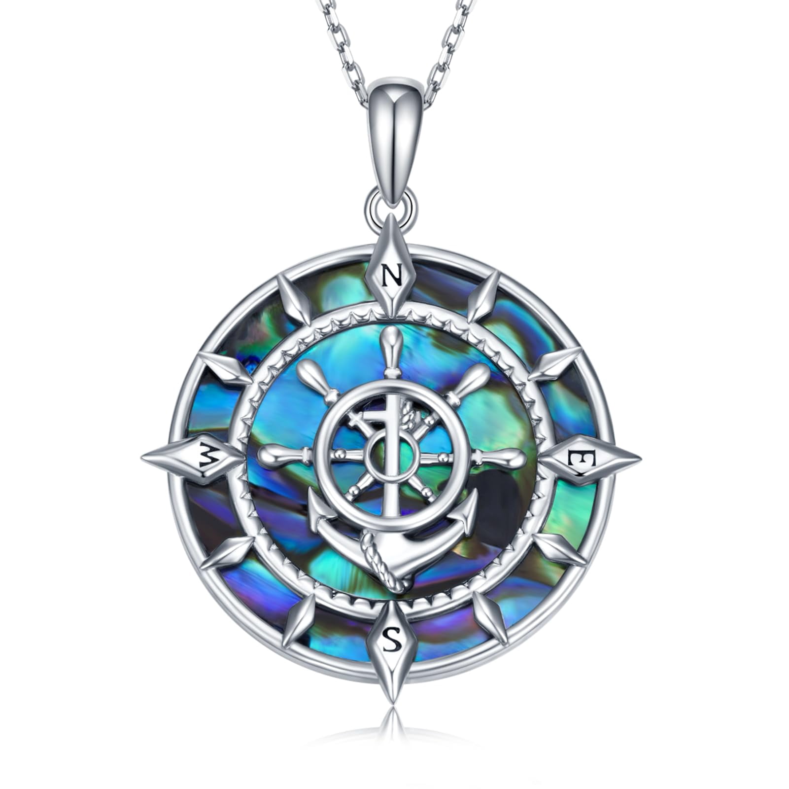 Collar Peireara Nautical Compass de plata de ley 925 para mujer ...