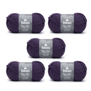 Patons Worsted Classic Wool Yarn - Solid Color for Knitting, Crochet ...